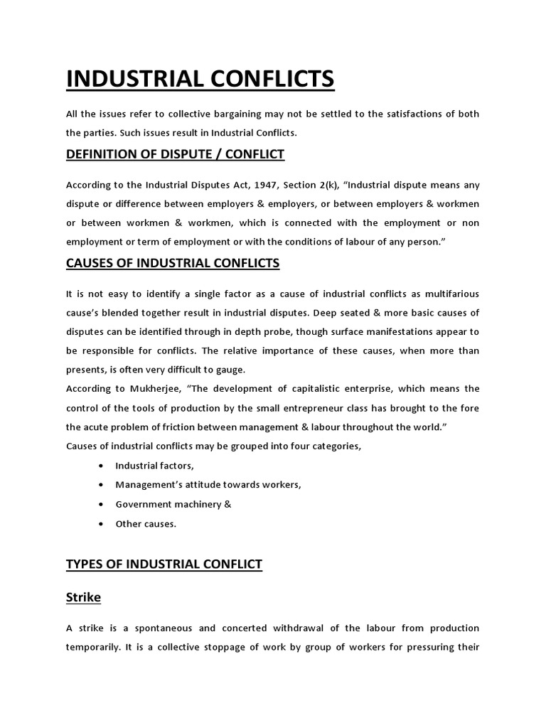 Industrial Conflicts | PDF | Picketing | Strike Action