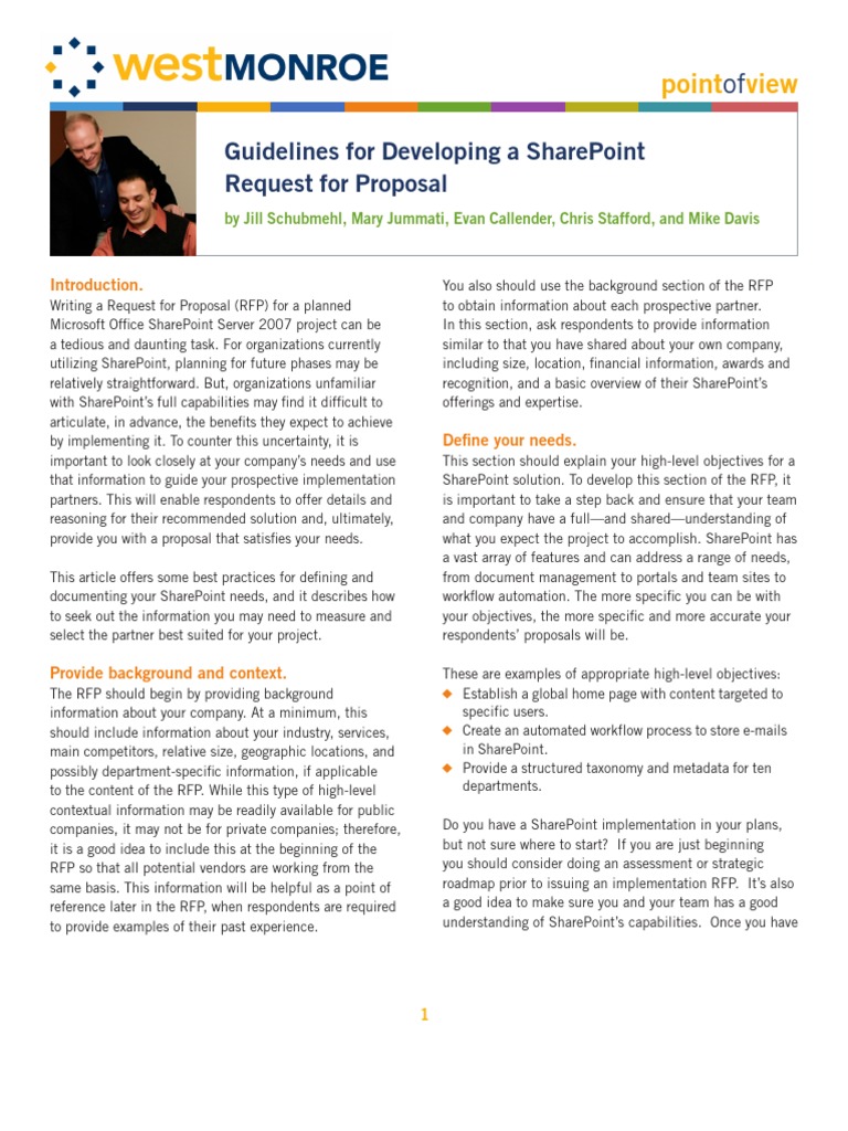 SharePoint RFP Development Guide | PDF | Share Point | Request For Proposal