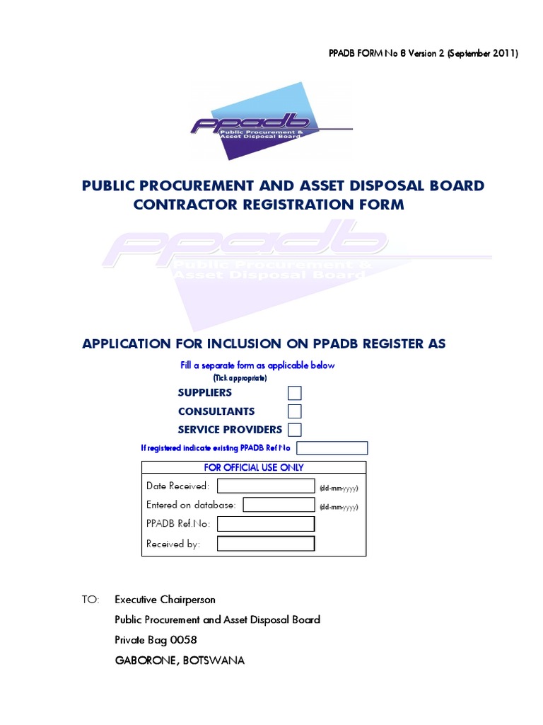 PPADB Contractor Registration Form8 Version2 150911 | PDF | Civil ...