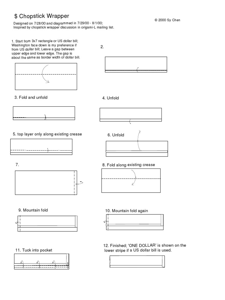 Origami Chopstick Wrapper Tutorial | PDF | Home & Garden