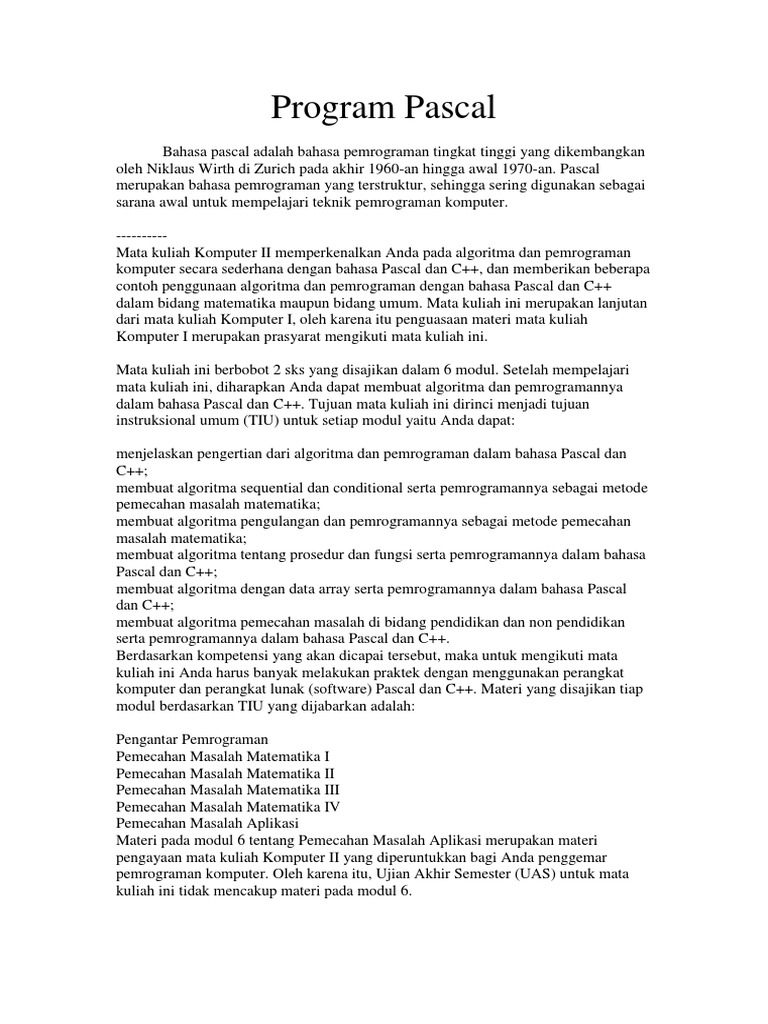 Soal Program Pascal | PDF