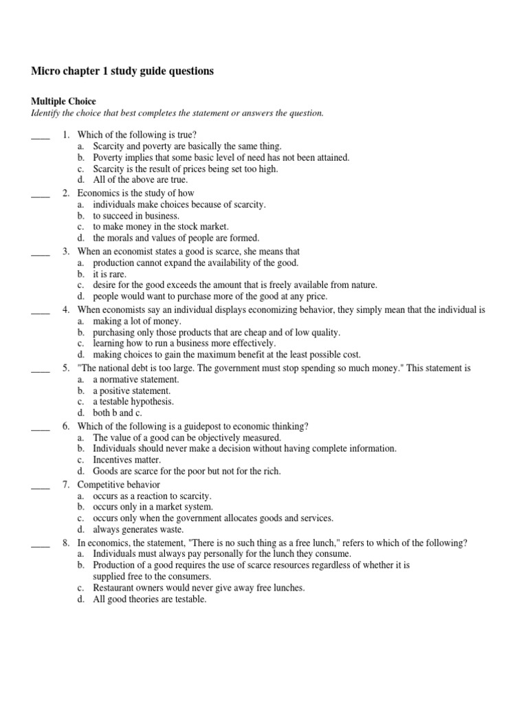 Microeconomics Study Guide | PDF | Microeconomics | Economics