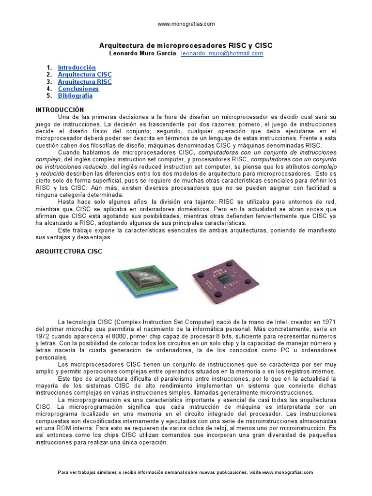 Microprocesadores Cisc Risc | PDF