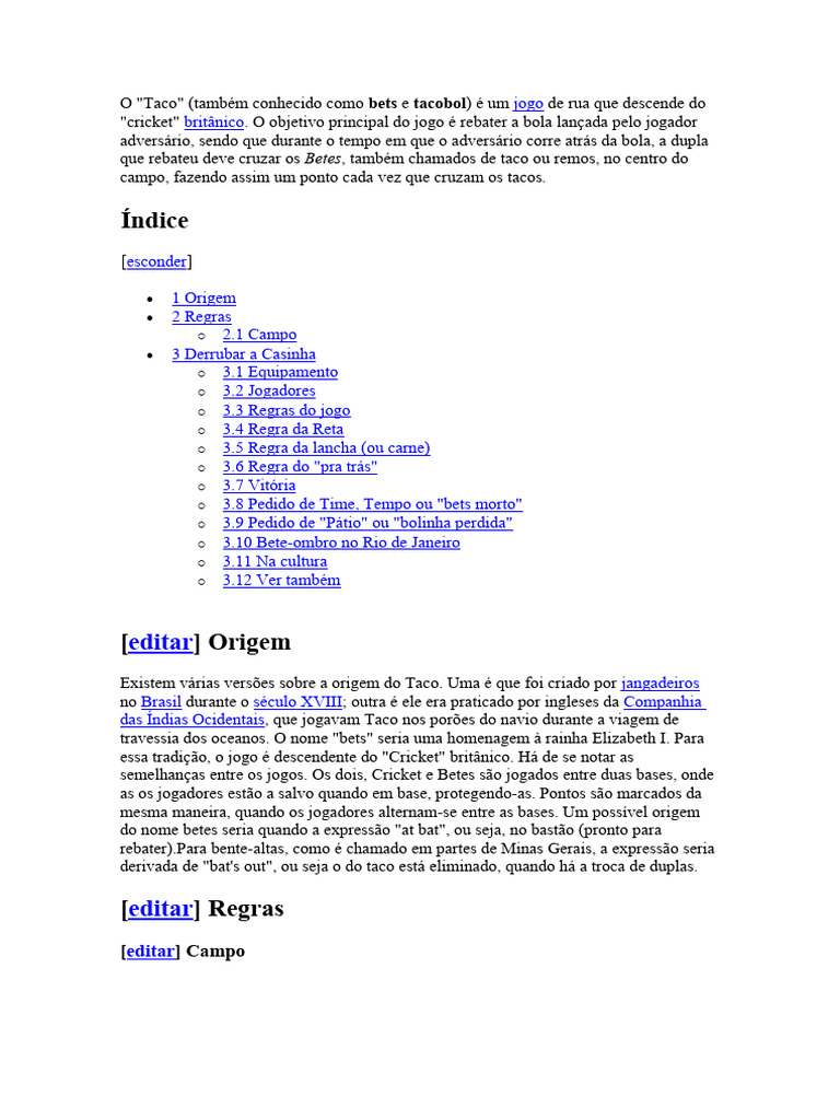 Bete Ombro Ou Taco | PDF | Jogos com bola | Esportes