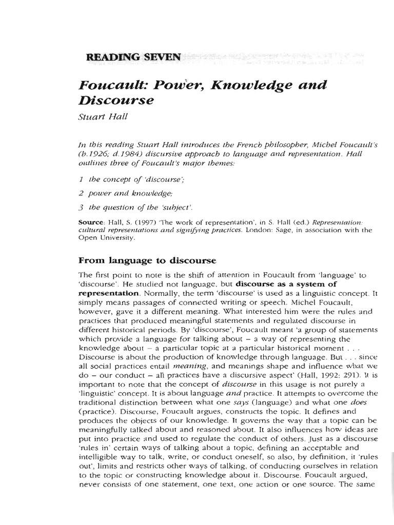Hall-Foucault-Power Knowledge and Discourse | PDF