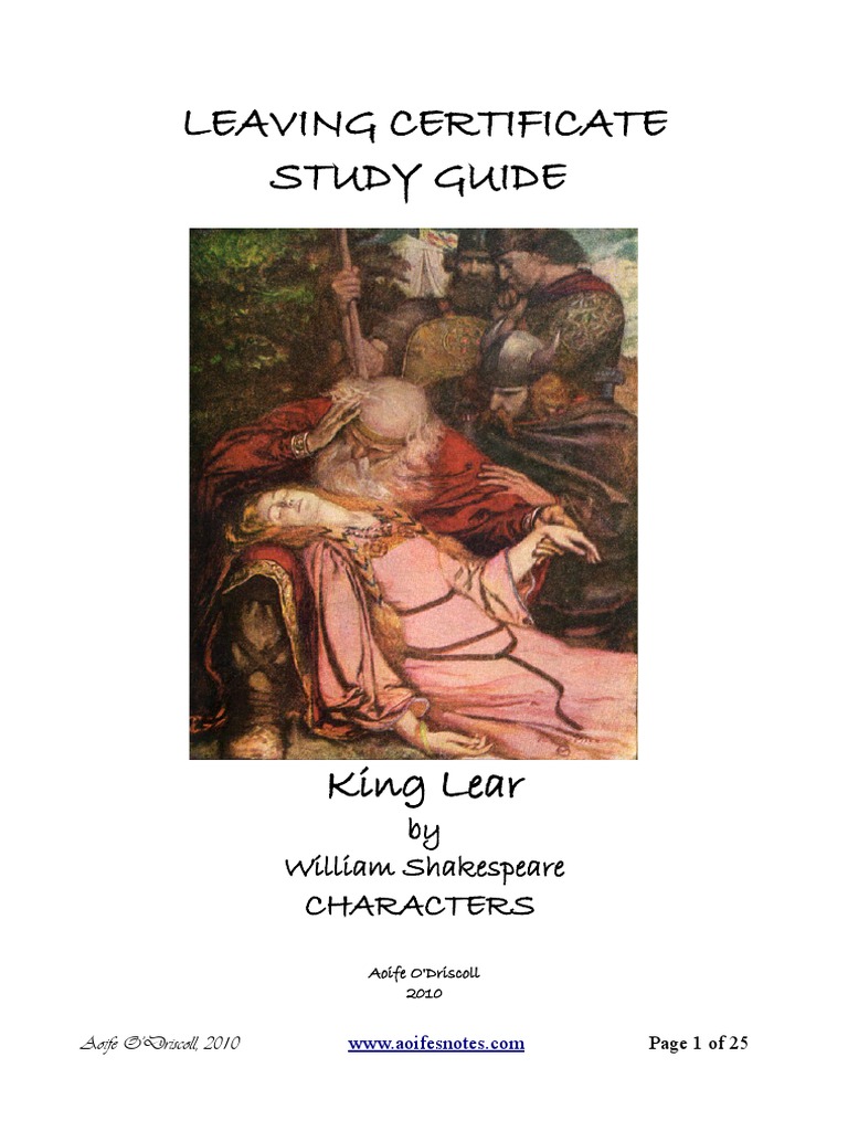 King Lear Character Studies | PDF | King Lear | Shakespearean Tragedies