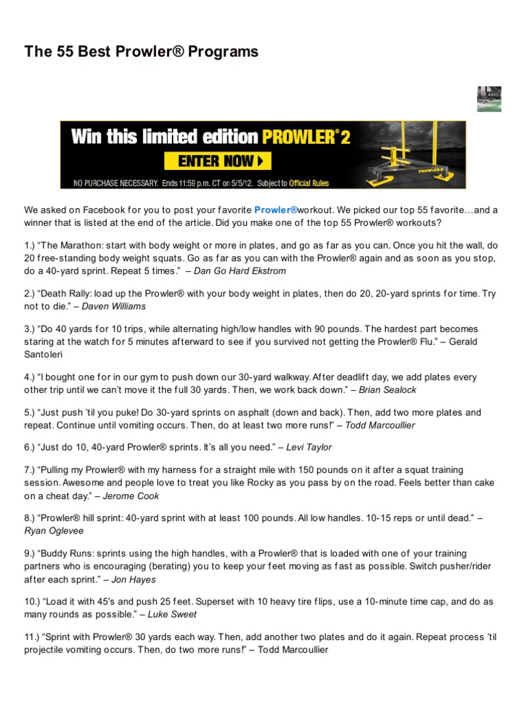 Prowler Workouts | PDF | Sports | Leisure