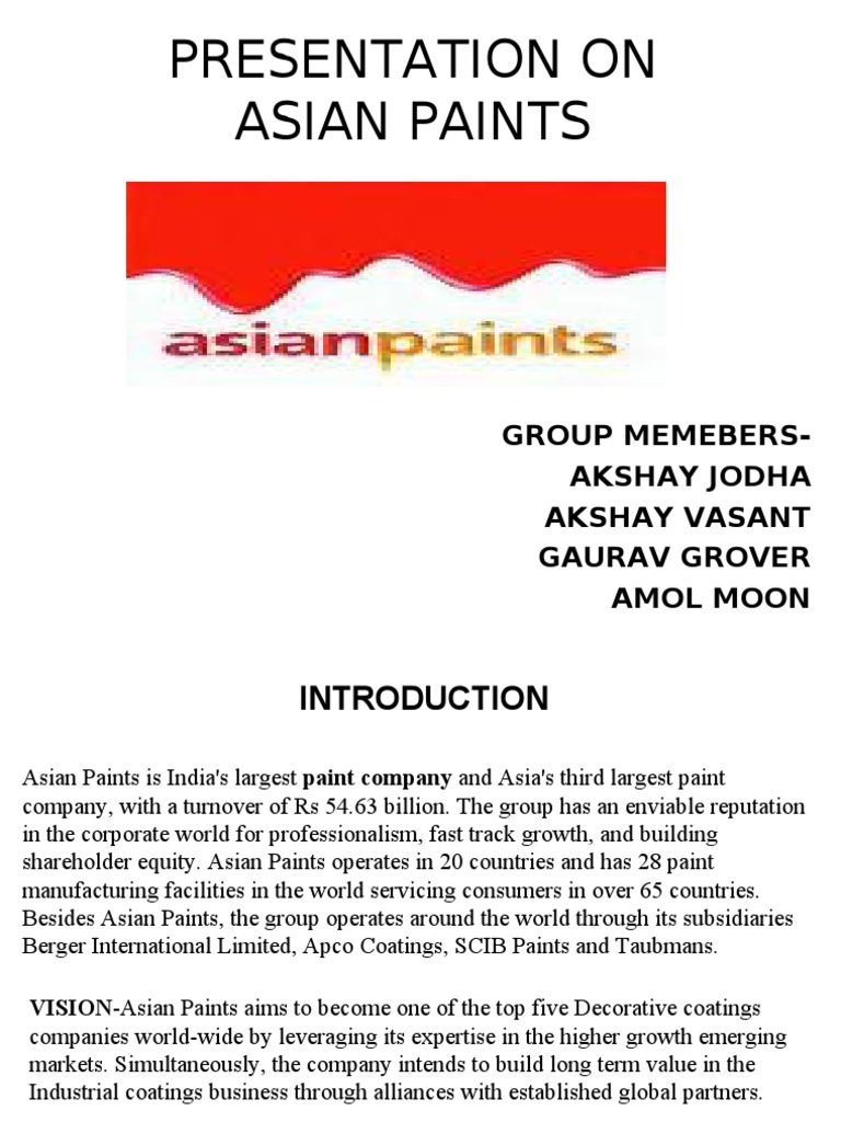 Overview of Asian Paints' Vision and Achievements | PDF | Human ...