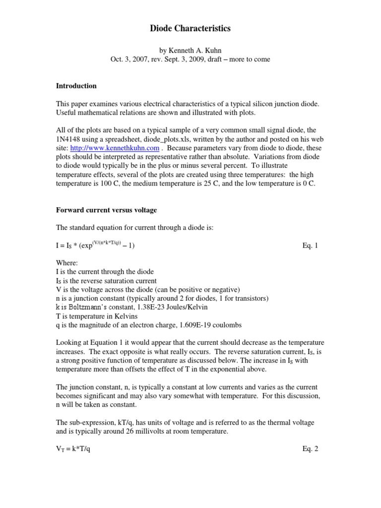 Diode Characteristics | PDF | Diode | Electrical Resistance And Conductance
