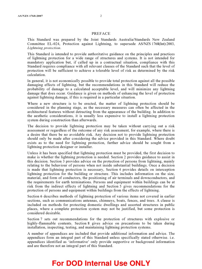 AS/NZS 1768:2007 Lightning Protection Standard | PDF | Lightning | Risk