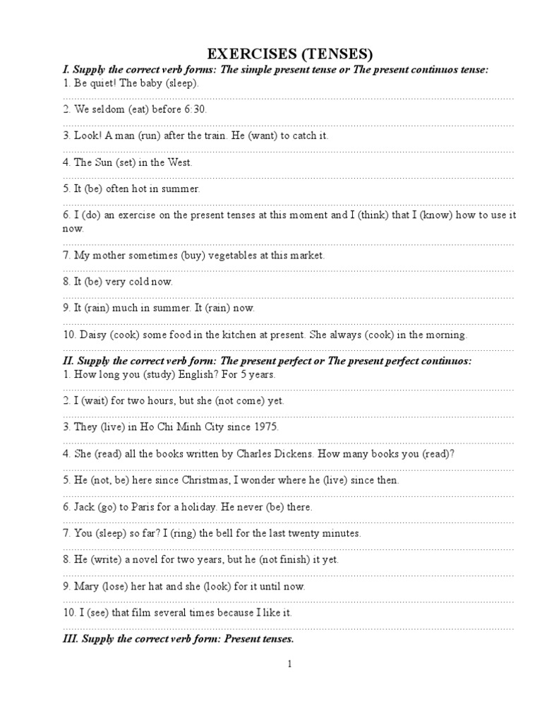 Bai Tap (Tenses) Va Dap An (Day Du Cac Thi) | PDF | Language Mechanics ...