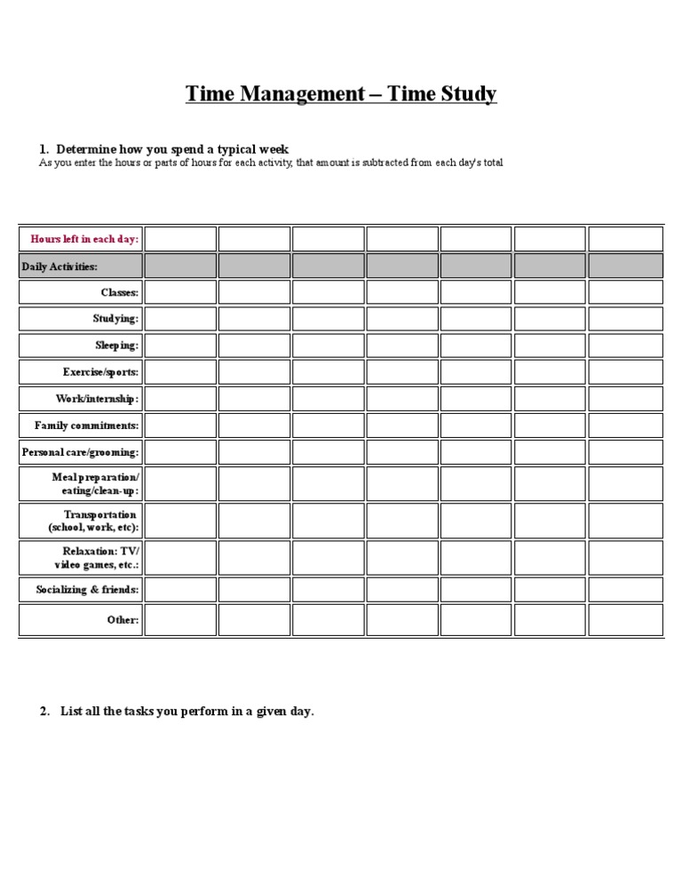 Time Management - Time Study