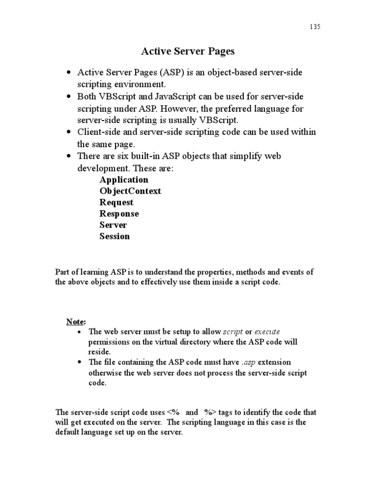 Active Server Pages: Application Objectcontext Request Response Server Session | PDF | Http ...