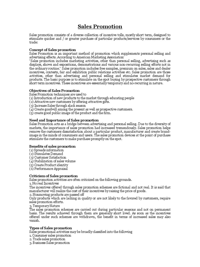 Sales Promotion | PDF | Retail | Promotion (Marketing)