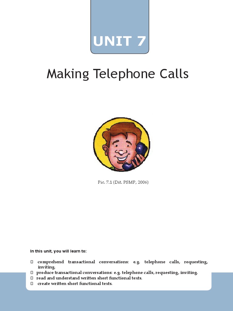 Making Telephone Calls: Unit 7 | PDF | Paper | Semiotics