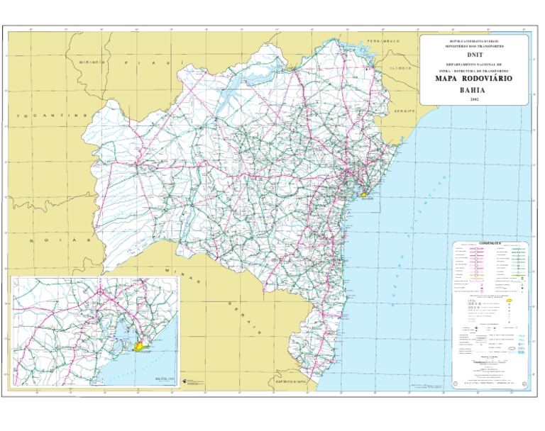 Mapa Rodoviário Atualizado da Bahia | PDF