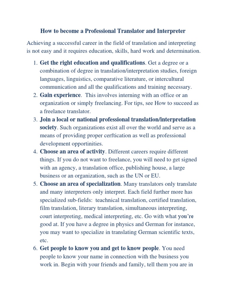 How To Become A Professional Translator and Interpreter | PDF ...