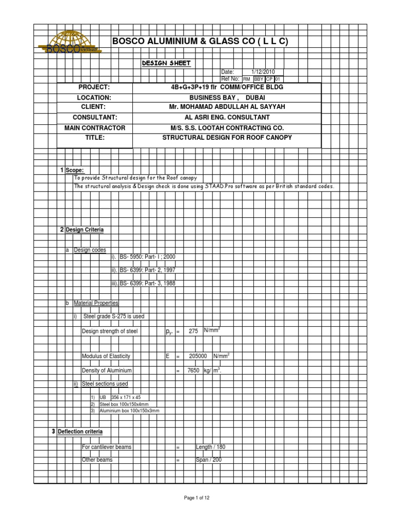 Calculation Sheet | Civil Engineering | Applied And Interdisciplinary ...