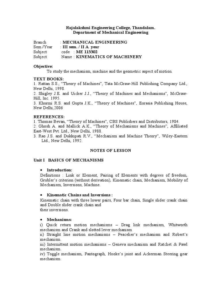 Mechanical KOM Sem3 | PDF | Gear | Kinematics