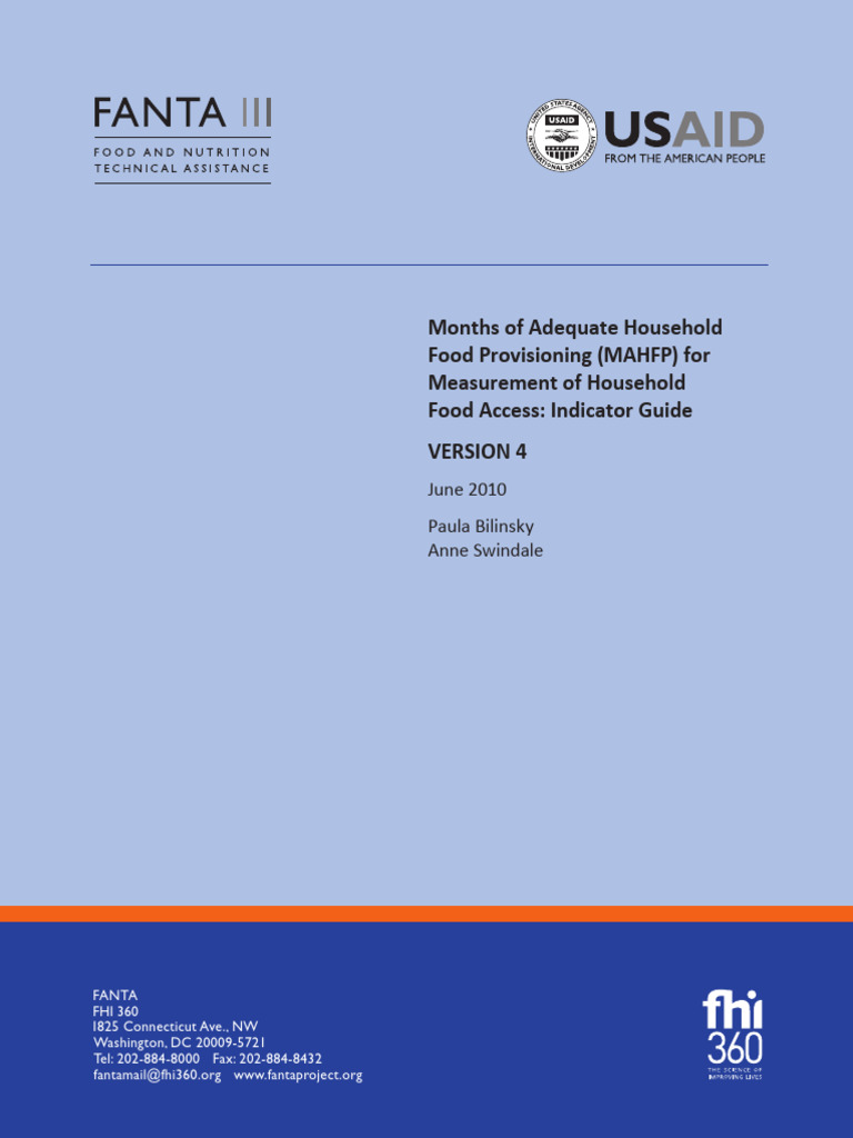 Months of Adequate Household Food Provisioning (MAHFP) For Measurement ...
