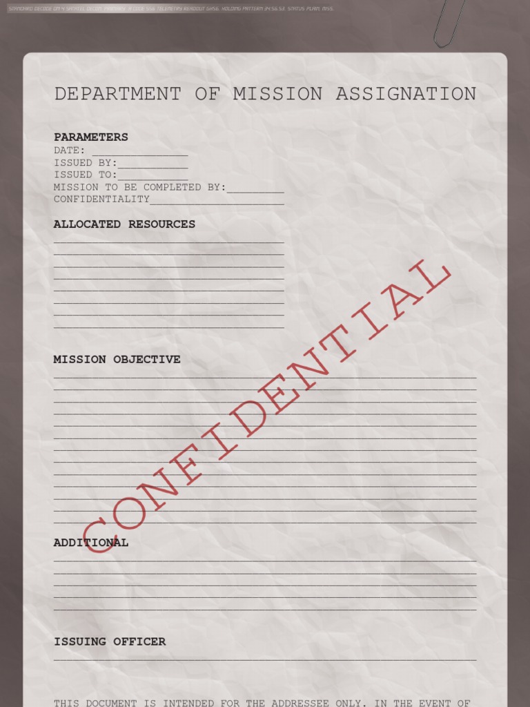 Corporation - Blank Mission Brief | PDF