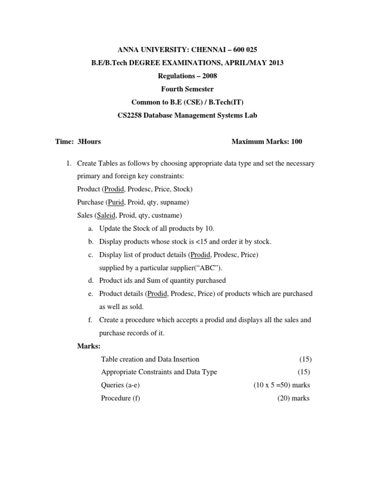 CS2258 Set1 | PDF | Data Management Software | Areas Of Computer Science