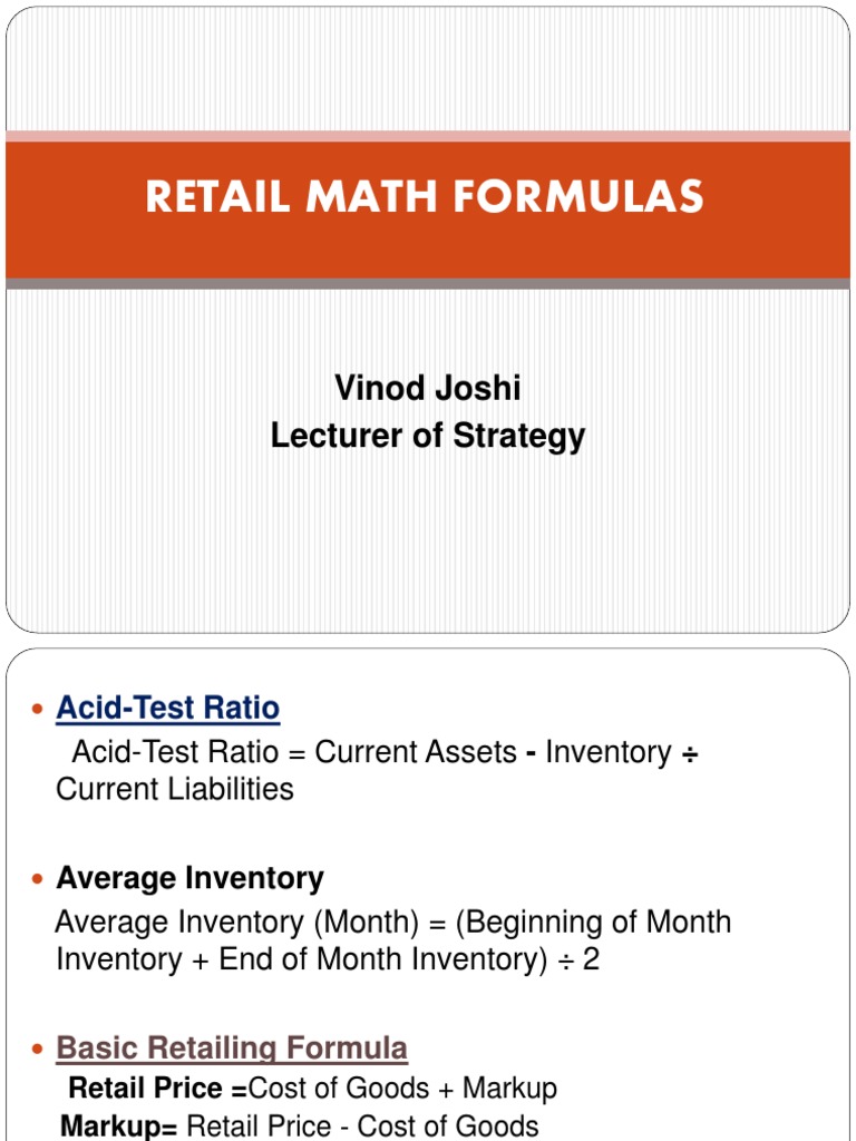 Retail Math Formulas | PDF | Gross Margin | Retail