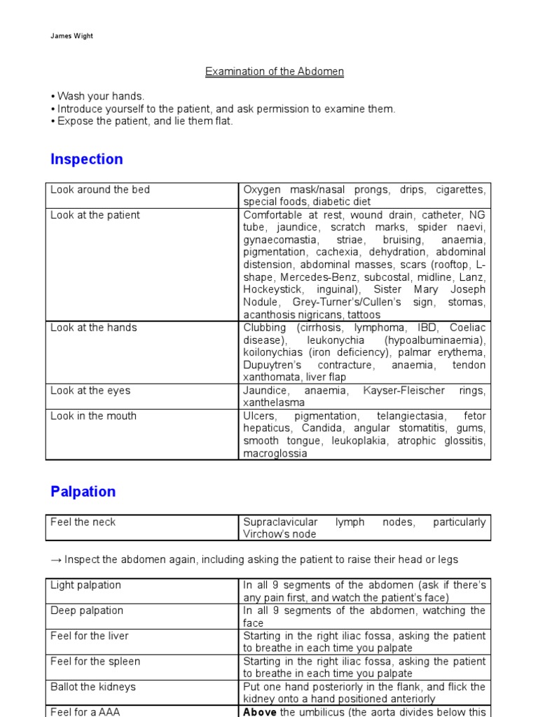 Abdominal Examination Guide | PDF | Abdomen | Medical Specialties