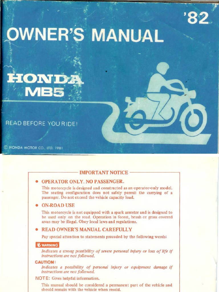 Honda MB5 Owners Manual | PDF | Tire | Clutch
