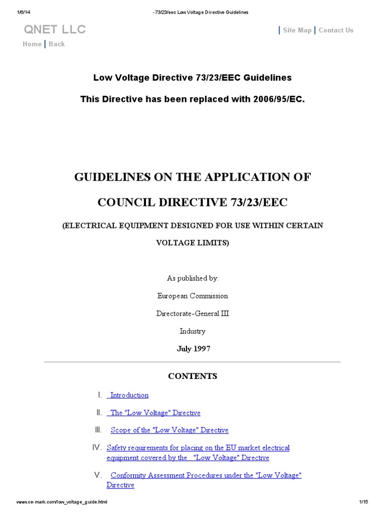 73 - 23 - Eec Low Voltage Directive Guidelines | PDF | Safety ...