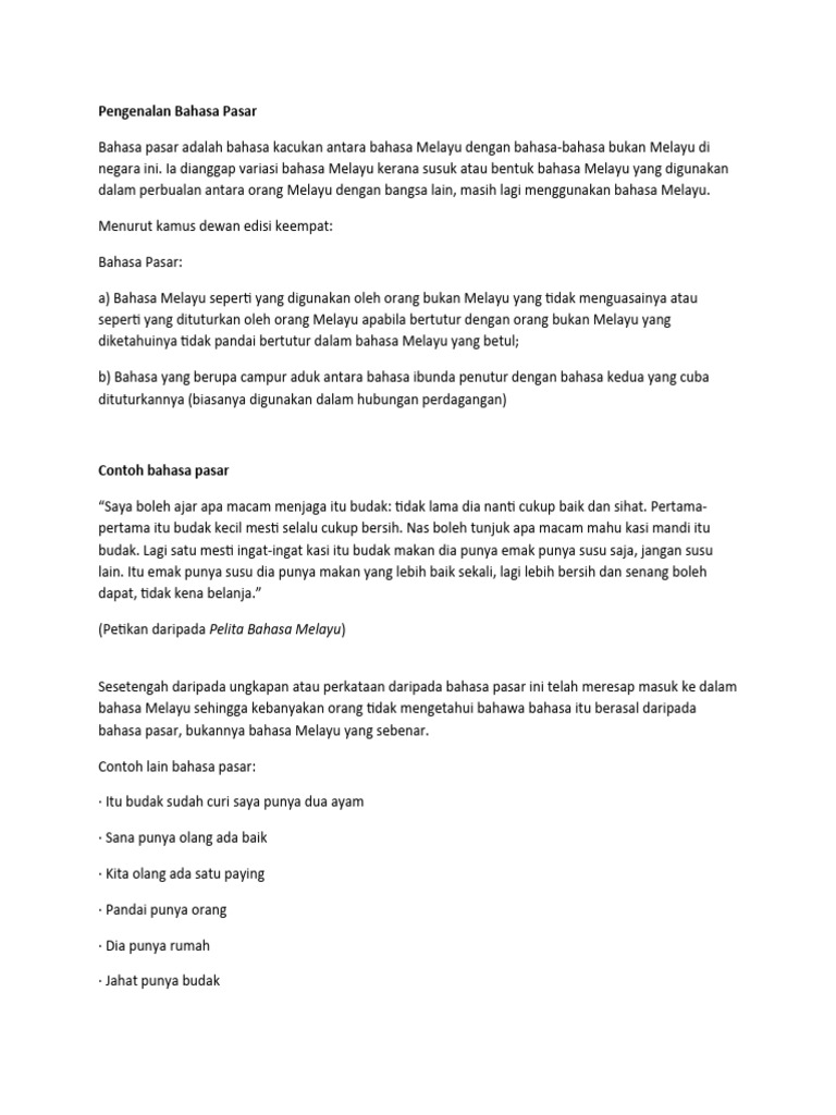 Pengenalan Bahasa Pasar | PDF
