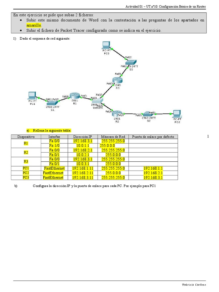 Actividad Configuracion Básica Router-EnunciadoUT10-1 | PDF ...