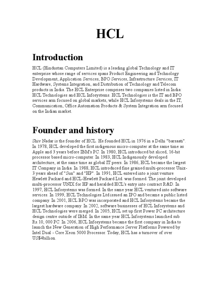 HCL Technologies | PDF | Computer Engineering | Computer Hardware