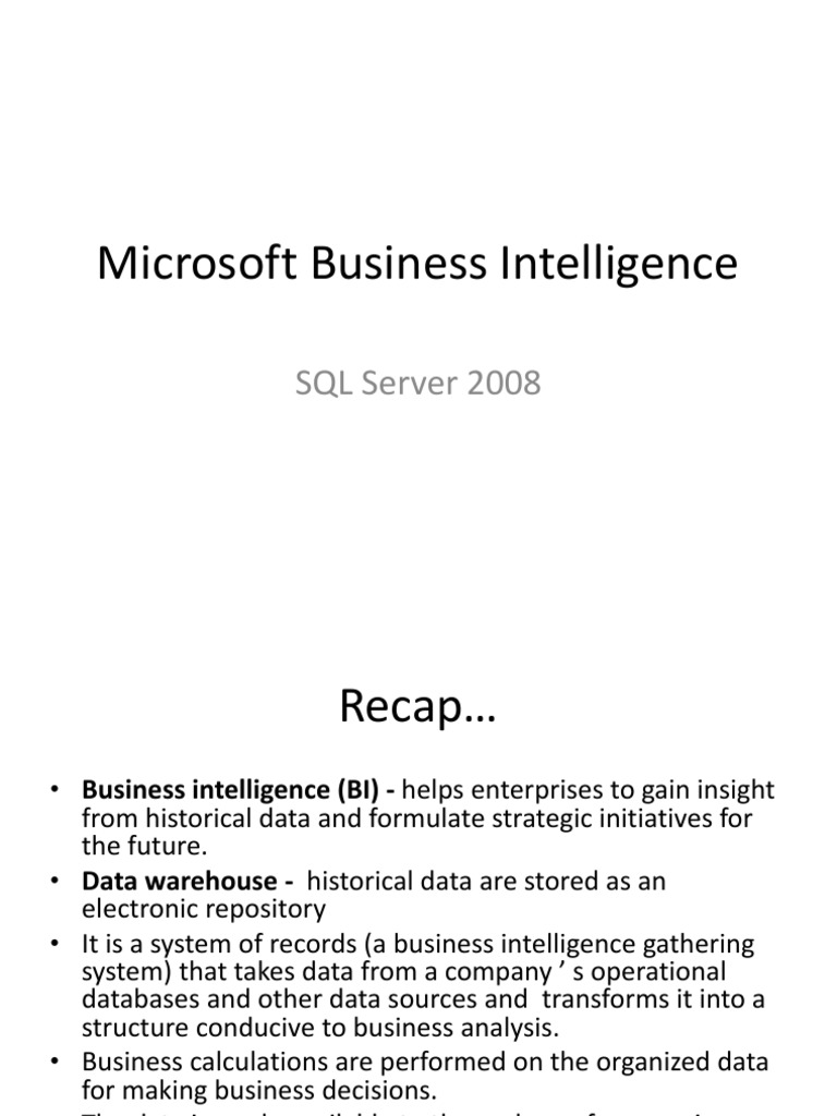 SSAS - Microsoft Business Intelligence - Ch1 - Analysis Service | PDF ...
