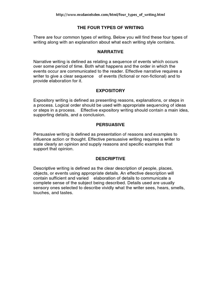 The Four Types of Writing | PDF