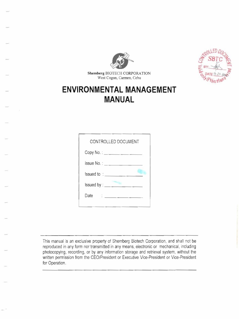 EMS Manual | PDF | Environmental Policy | Waste