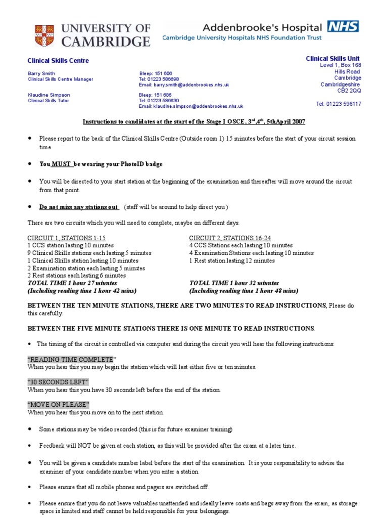 OSCE Instruction Letter | Technology | Health Care