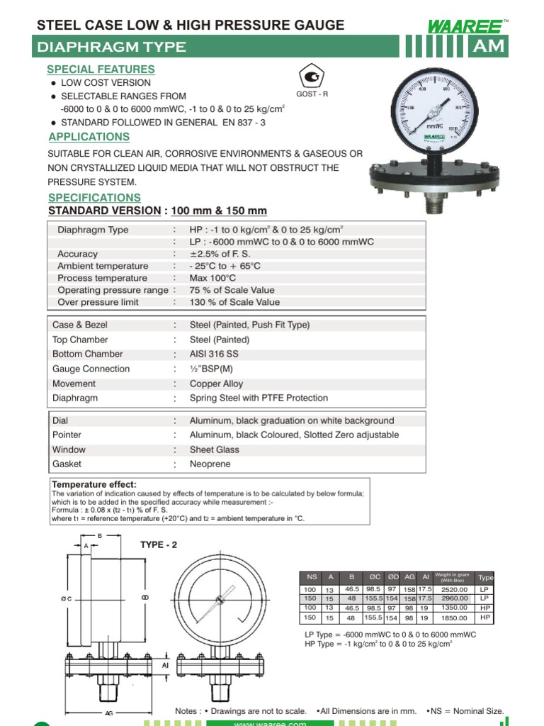 Am-Steel Case Low & High Pressure Gauge | PDF | Pressure Measurement ...