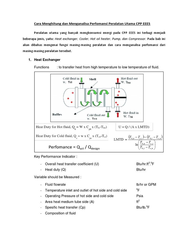 Rumus Perhitungan Perfomansi Peralatan Utama CPP EEES | PDF | Heat ...