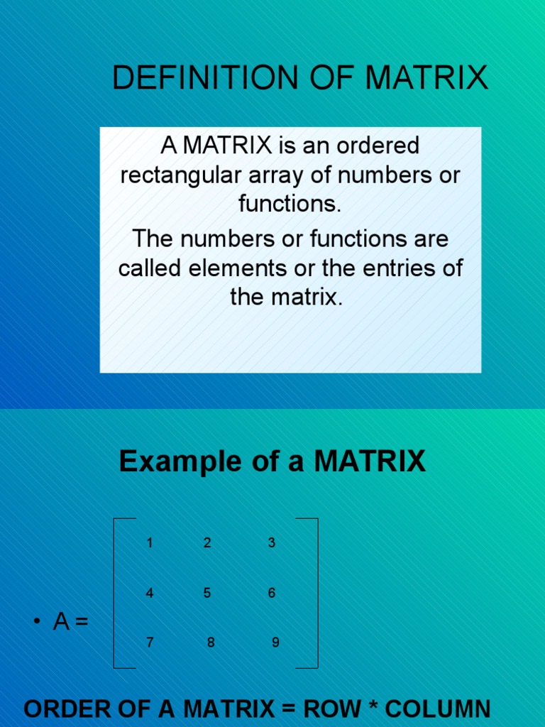 Presentation on Matrices | Matrix (Mathematics) | Theoretical Physics ...