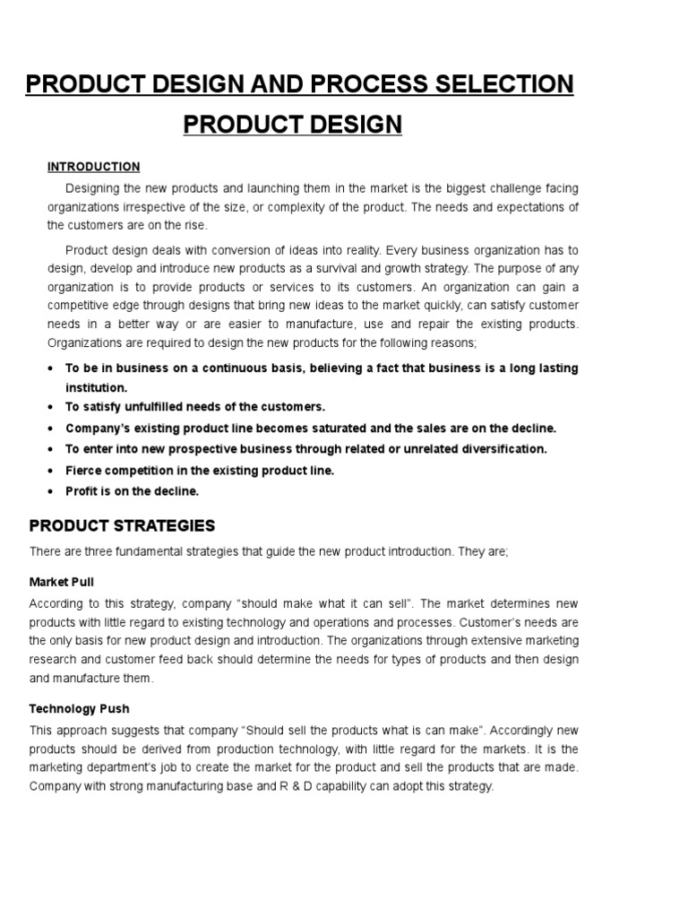 Product Design and Process Selection | PDF | Marketing | Design