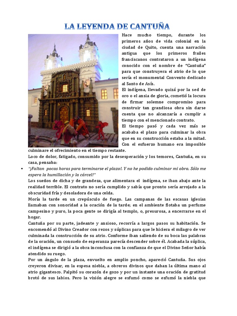 La leyenda de Cantuña: un pacto fallido | PDF | Religión y creencia