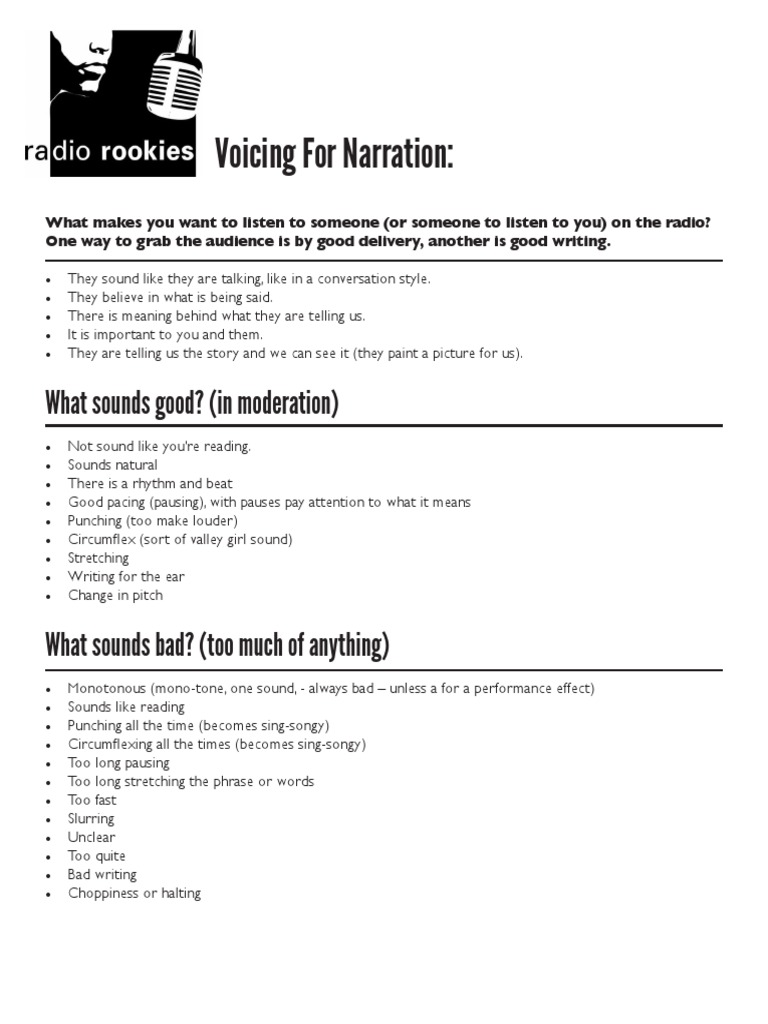 Voicing For Narration Worksheet | PDF | Leisure | Entertainment (General)