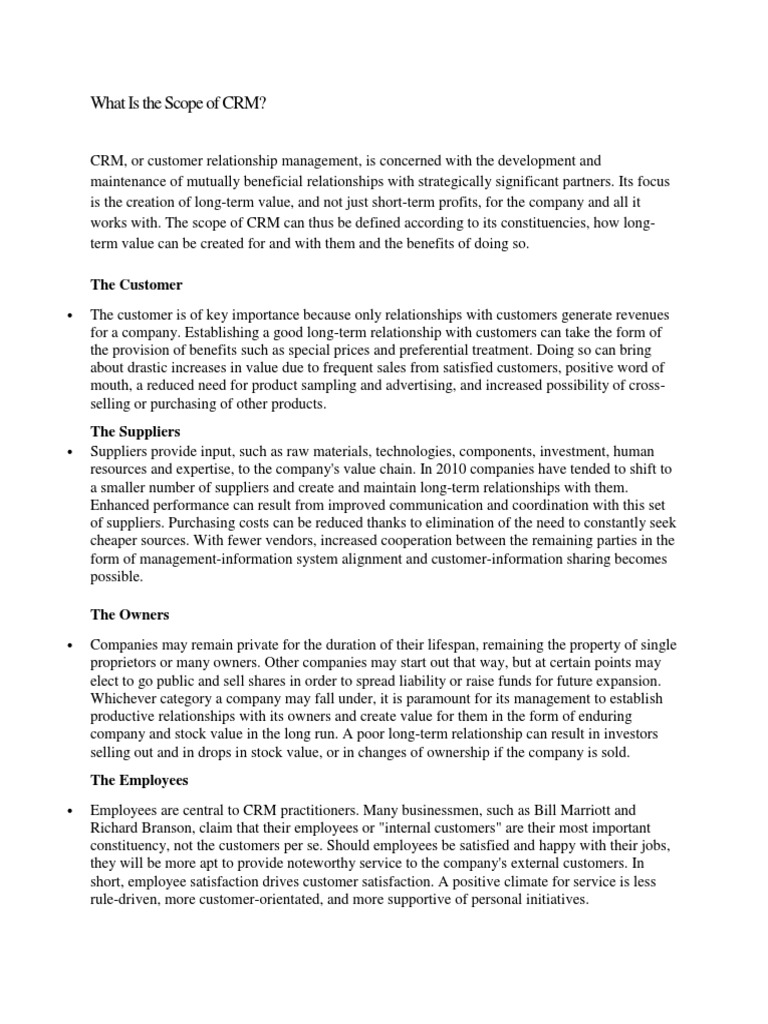 Defining the Scope of CRM | PDF | Customer Relationship Management ...