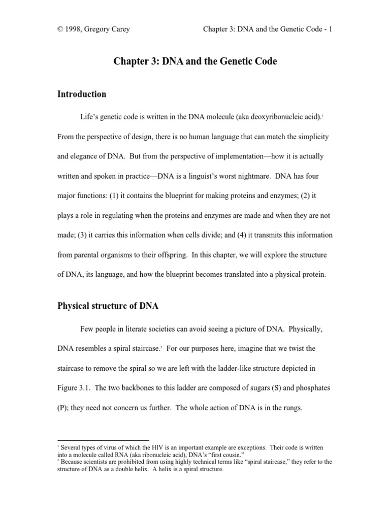 Chapter 3: DNA and The Genetic Code | PDF | Rna | Translation (Biology)