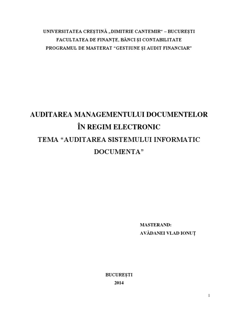Proiect - Auditarea Sistemului Informatic - Documenta | PDF