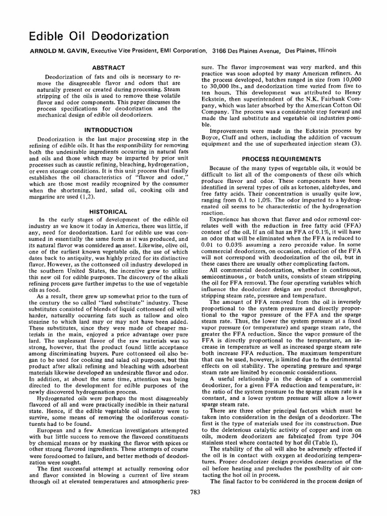 1978 - Edible Oil Deodorization | PDF | Heat Exchanger | Distillation
