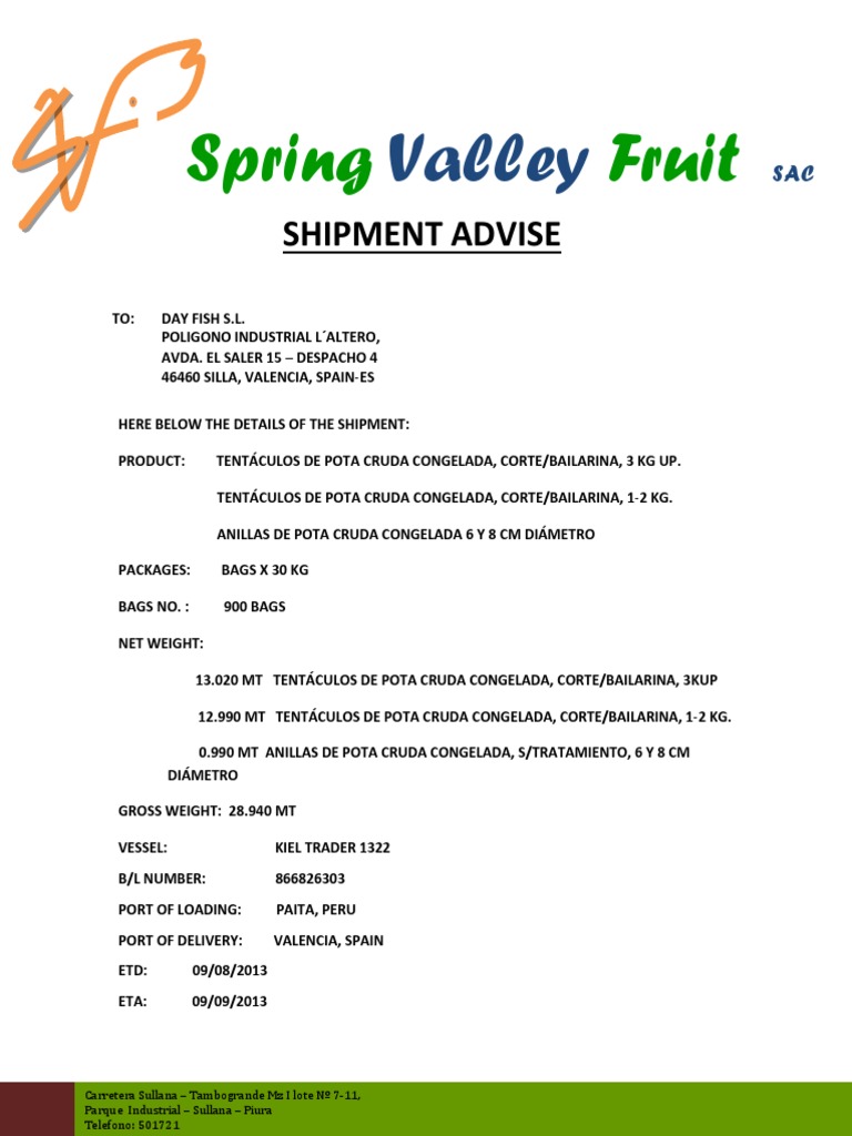 Shipment Advice | PDF