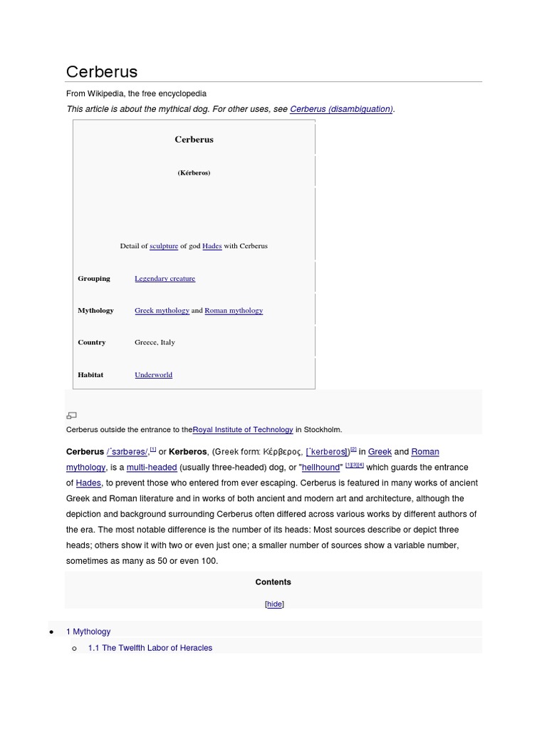 Cerberus | PDF | Hades | Greek Mythology