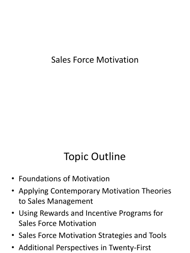 Sales Force Motivation | PDF | Motivation | Motivational